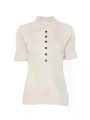 Marc O'polo Ribbed Knit Polo Top - Neutrals