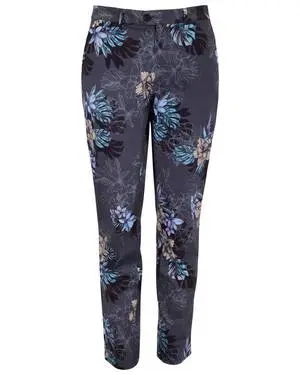 LORDS OF HARLECH Jack Exotic Floral Flat Front Pant - Black