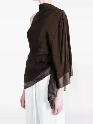YANGKEHAN Asymmetric Draped High Neck Sleeveless Top