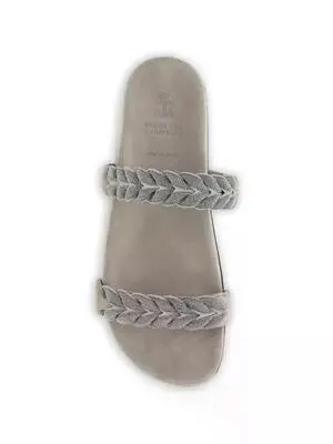 Brunello Cucinelli Laurel Leaf Monili-embellished Flat Sandals