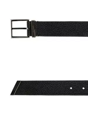 FERRAGAMO Pebbled Leather Belt With Silver-tone Hardware