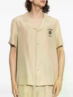 Balmain Logo-embroidered Camp-collar Shirt