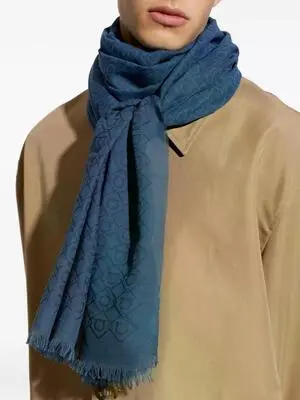 FERRAGAMO Gancini-print Frayed Scarf