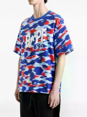 A BATHING APE Camouflage-print T-shirt - Blue