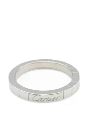 Cartier 18k White Gold La Reine Engraved Logo Band Ring - Silver