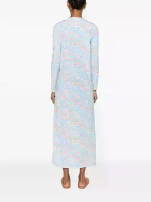 CALIBAN Floral Print Long Sleeve Midi Dress