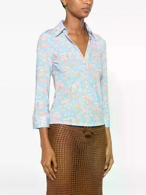 CALIBAN Floral Print Long Sleeve Shirt
