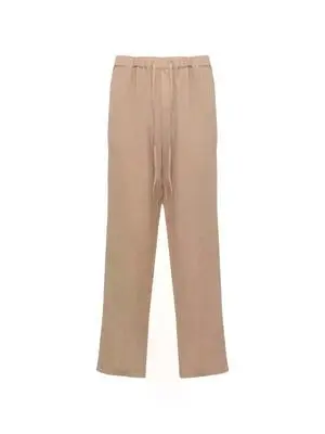 120% Lino Drawstring Waist Trousers - Neutrals