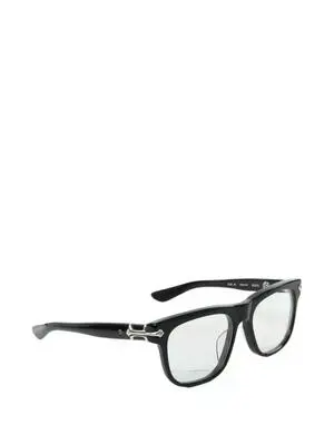 Chrome Hearts Square Frame Glasses With Cross Plaque - Black