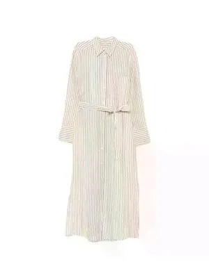 Marc O'polo Striped Belted Midi Dress - Brown