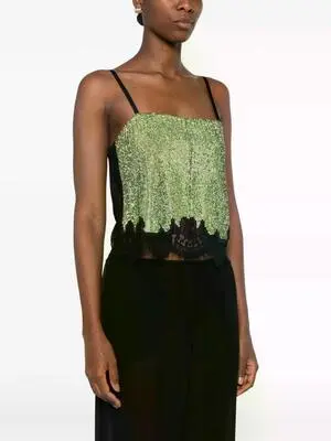 SELF-PORTRAIT Rhinestone Embellished Lace Trim Top