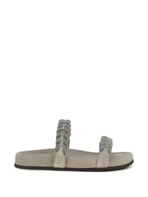Brunello Cucinelli Laurel Leaf Monili-embellished Flat Sandals - Neutrals