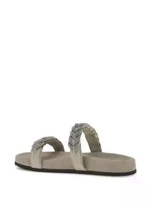 Brunello Cucinelli Laurel Leaf Monili-embellished Flat Sandals