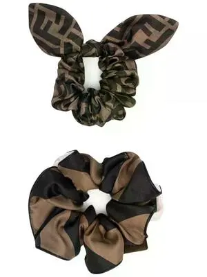 Fendi Two-pack Logo Scrunchies