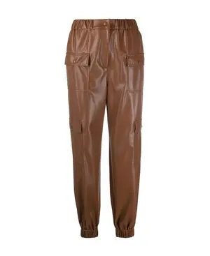 MSGM High-waisted Faux-leather Cargo Pants