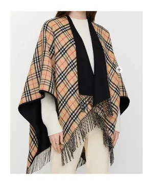 Burberry Checked Fringed-edge Cape