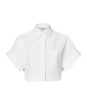 Fendi Cropped Cocoon Sleeve Shirt - White