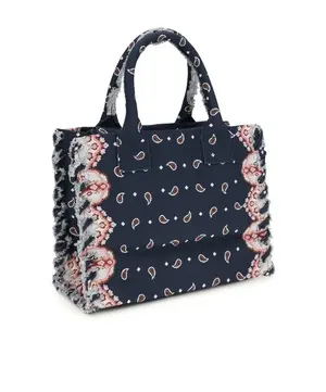 Pinko Logo Embroidered Medium Beach Shopping Bag