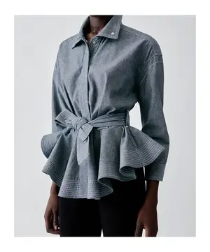Jacquemus Belted Peplum Jacket - Grey