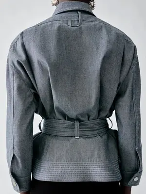 Jacquemus Belted Peplum Jacket - Grey