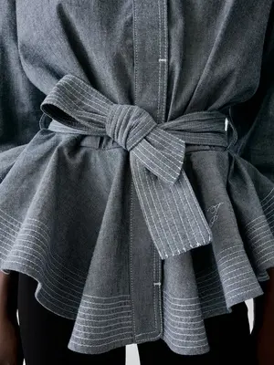 Jacquemus Belted Peplum Jacket - Grey