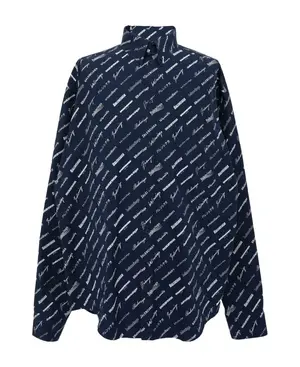 Balenciaga Allover Logo Print Long-sleeved Shirt
