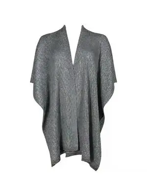 D.exterior Open-front Poncho With Abstract Pattern - Grey
