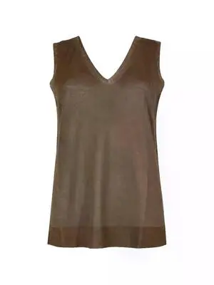D.exterior Lurex-knit V-neck Top - Brown