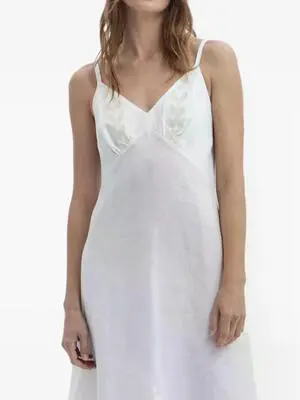 Greek Archaic Kori Embroidered V-neck Midi Dress