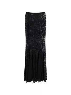 ACTUALEE Lace Panelling Flared Maxi Skirt