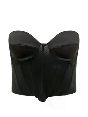 ACTUALEE Corset-style Sweetheart Neck Top - Black