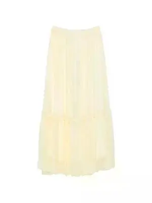 SOLOTRE Tiered Ruffled Maxi Skirt - Neutrals