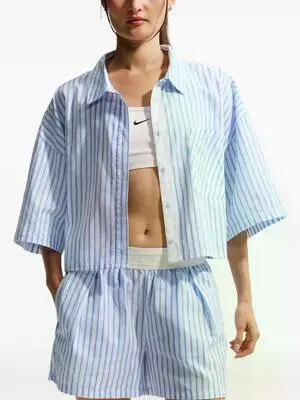 Nike Poplin Striped Cropped Shirt - Blue