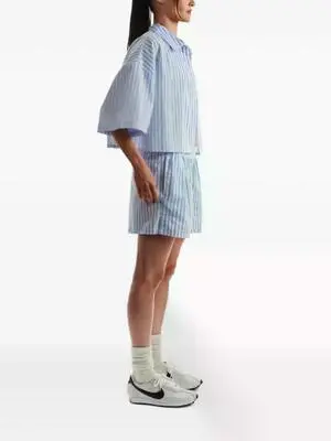 Nike Poplin Striped Cropped Shirt - Blue