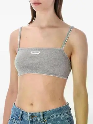 MARINE SERRE Logo-patch Ribbed-knit Bra