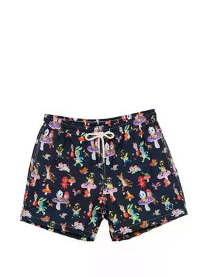 ARRELS BARCELONA Graphic Print Drawstring Swim Shorts - Blue