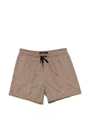 Tagliatore Geometric-print Drawstring Swim Shorts - Brown