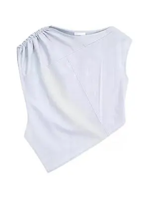 EMERGENCY ROOM Asymmetric Hem Pinstriped Top - Blue