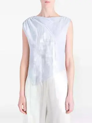 EMERGENCY ROOM Asymmetric Hem Pinstriped Top