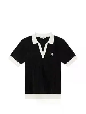 MALBON Melany Ribbed Knit Short Sleeve T-shirt - Black