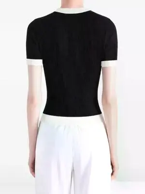 MALBON Melany Ribbed Knit Short Sleeve T-shirt