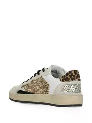 CRIME LONDON Glitter-panel Leopard-print Sneakers