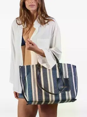 THE BRIDGE Striped Leather-trim Bag