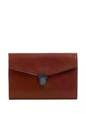 THE BRIDGE Leather Foldover Clutch Bag - Brown