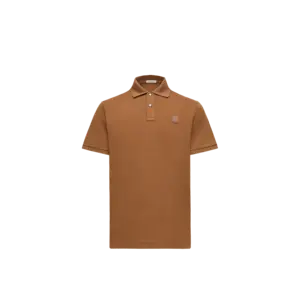 Moncler Logo Patch Cotton Piquet Polo Shirt - Brown