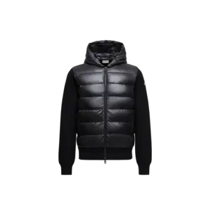 Moncler Padded Wool Zip-up Hoodie - Black