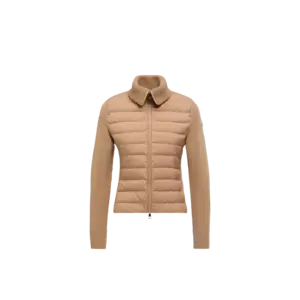 Moncler Moncler Padded Zip-Up Wool Cardigan Beige