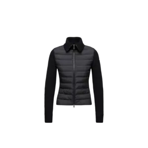 Moncler Padded Zip-up Wool Cardigan - Black