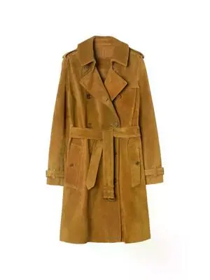 Burberry Mid-length Suede Kensington Trench Coat - Brown