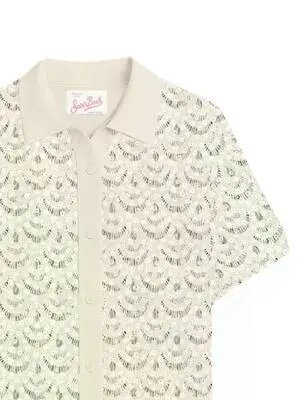 MC2 SAINT BARTH Sequin Embellished Crochet Effect Shirt
